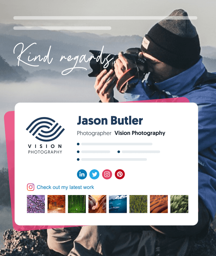 Photographer email signature - More exposure & more leads