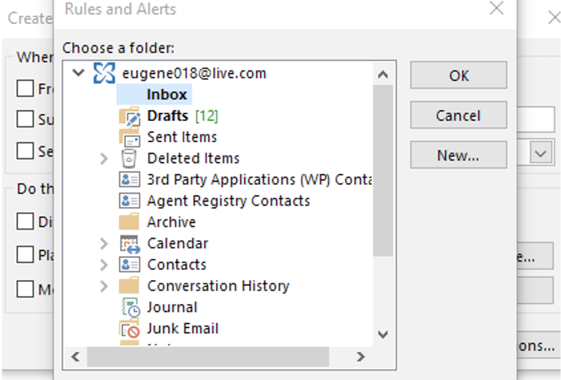 Organize outlook folders automatically into specific folders Organize outlook folders automatically into specific folders