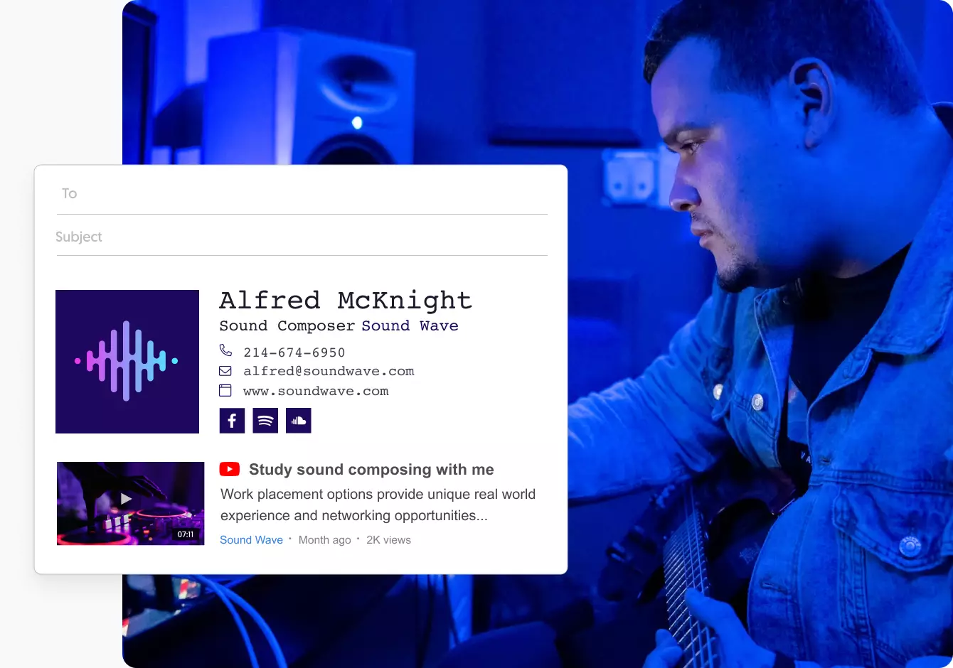 Musician email signature - Get people to notice you: WiseStamp