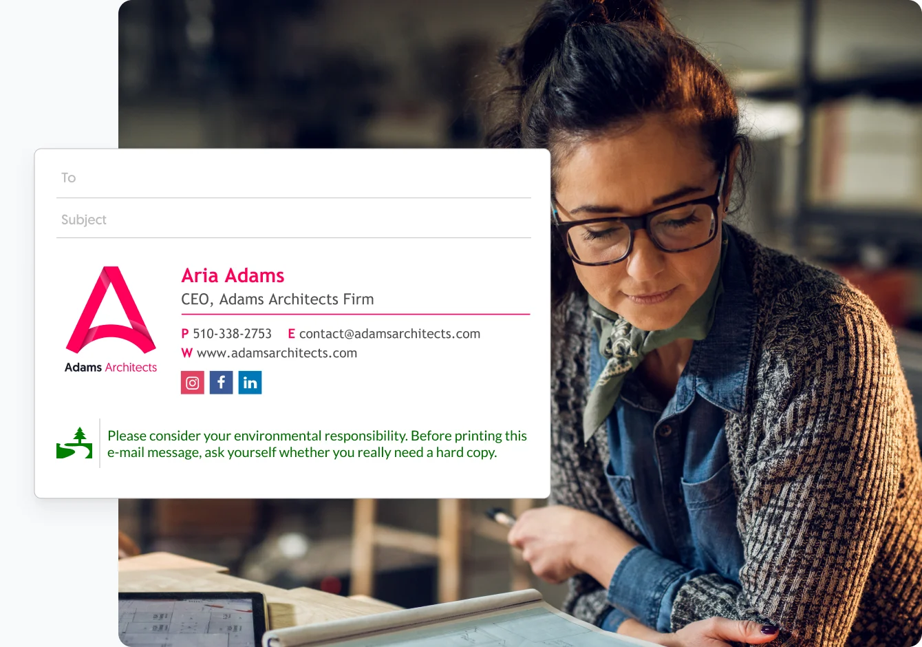 Green email signature environmental footer examples